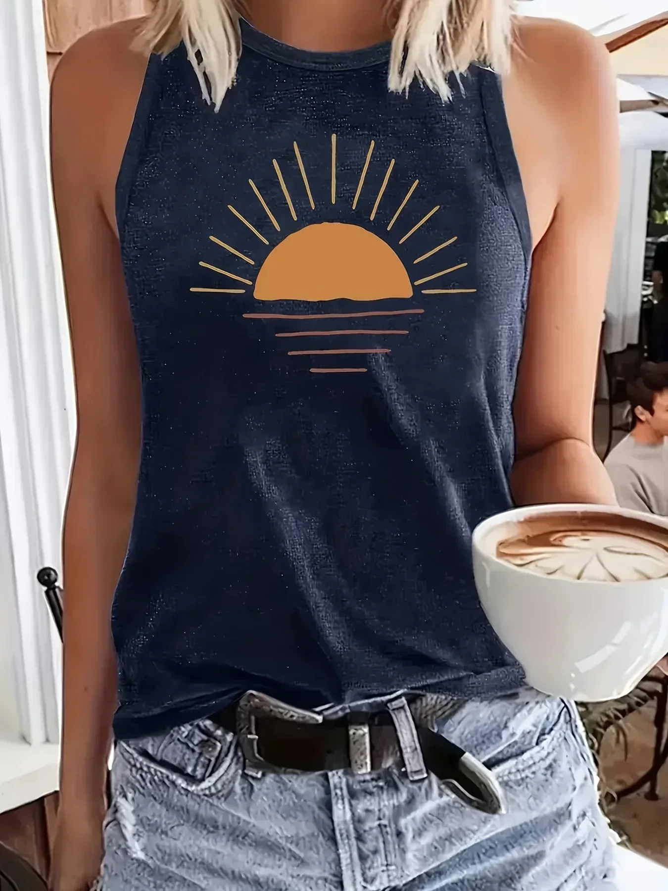 Women's Plus Size 1XL-5XL Casual O-neck Cut Out Tank Summer Print ...