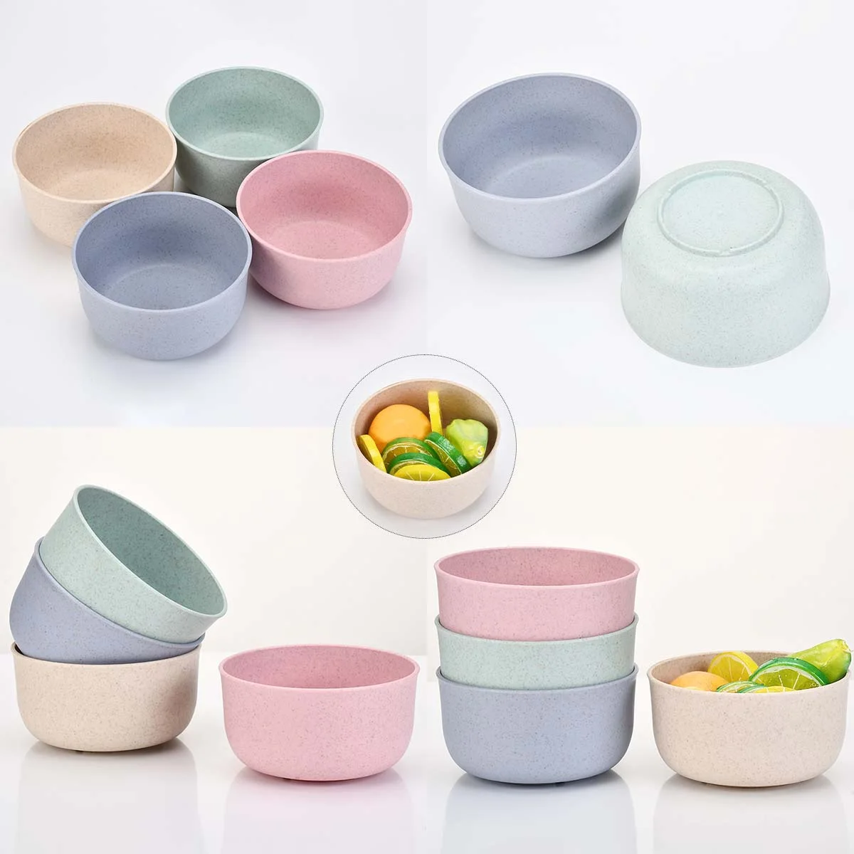 4Pcs/set Kitchen Tableware Wheat Straw Bowl Food Grade Wheat Rice Bowl ...