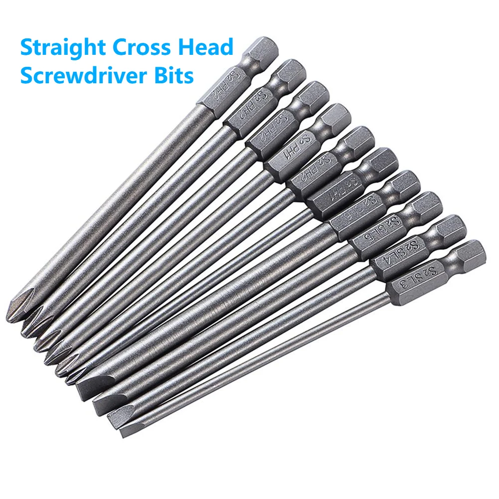 10pcs-set-Hex-Cross-Head-Screwdriver-Bits-S2-Steel-Slotted-Phillips ...