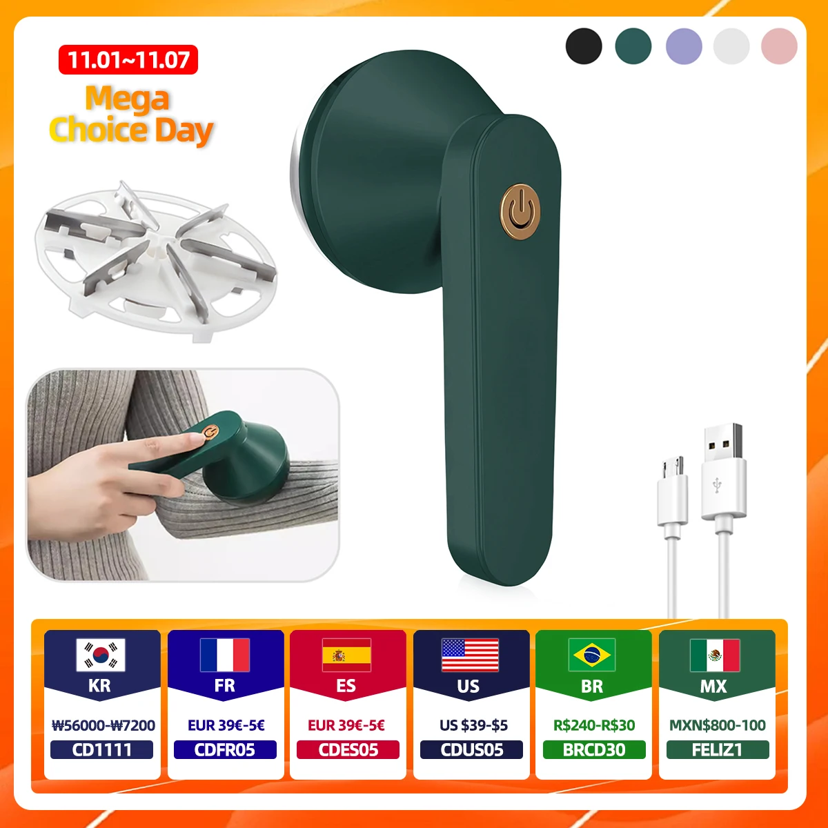 Electric Lint Remover For Clothes Fuzz Pellet Sweater Fabric Hair Ball ...
