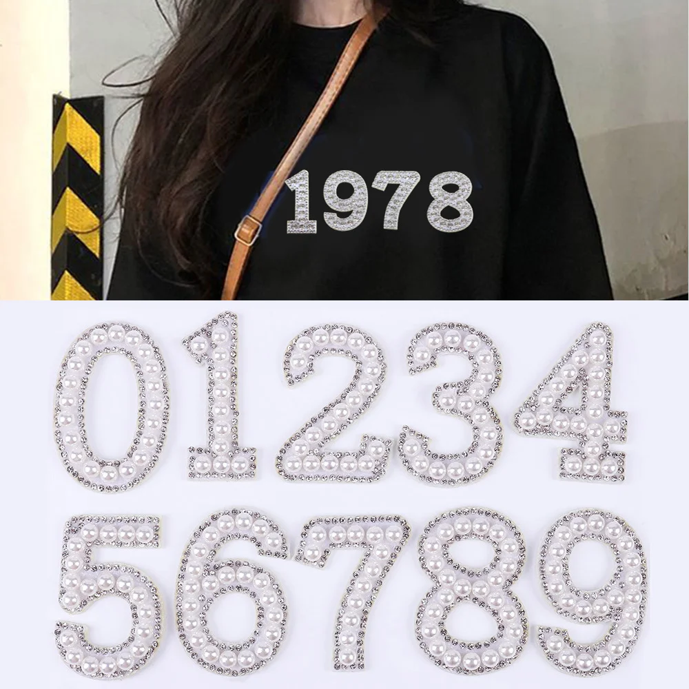 10pcs-set-White-Rhinestone-Patches-Number-Iron-On-Patches-Applique-For ...