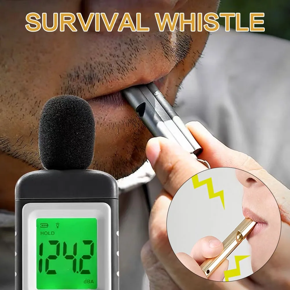 Dual-tube Survival Whistle Portable Aluminum Safety Whistle For Outdoor ...