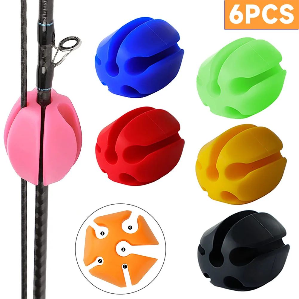 6pcs-Silicone-Fishing-Rod-Holder-Straps-5-Hole-Lightweight-Fishing ...