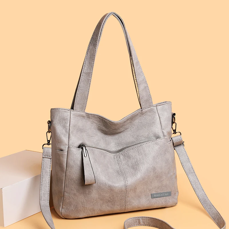 Quality Women's Leather Top Handle Bags Female Shoulder Sac Tote ...