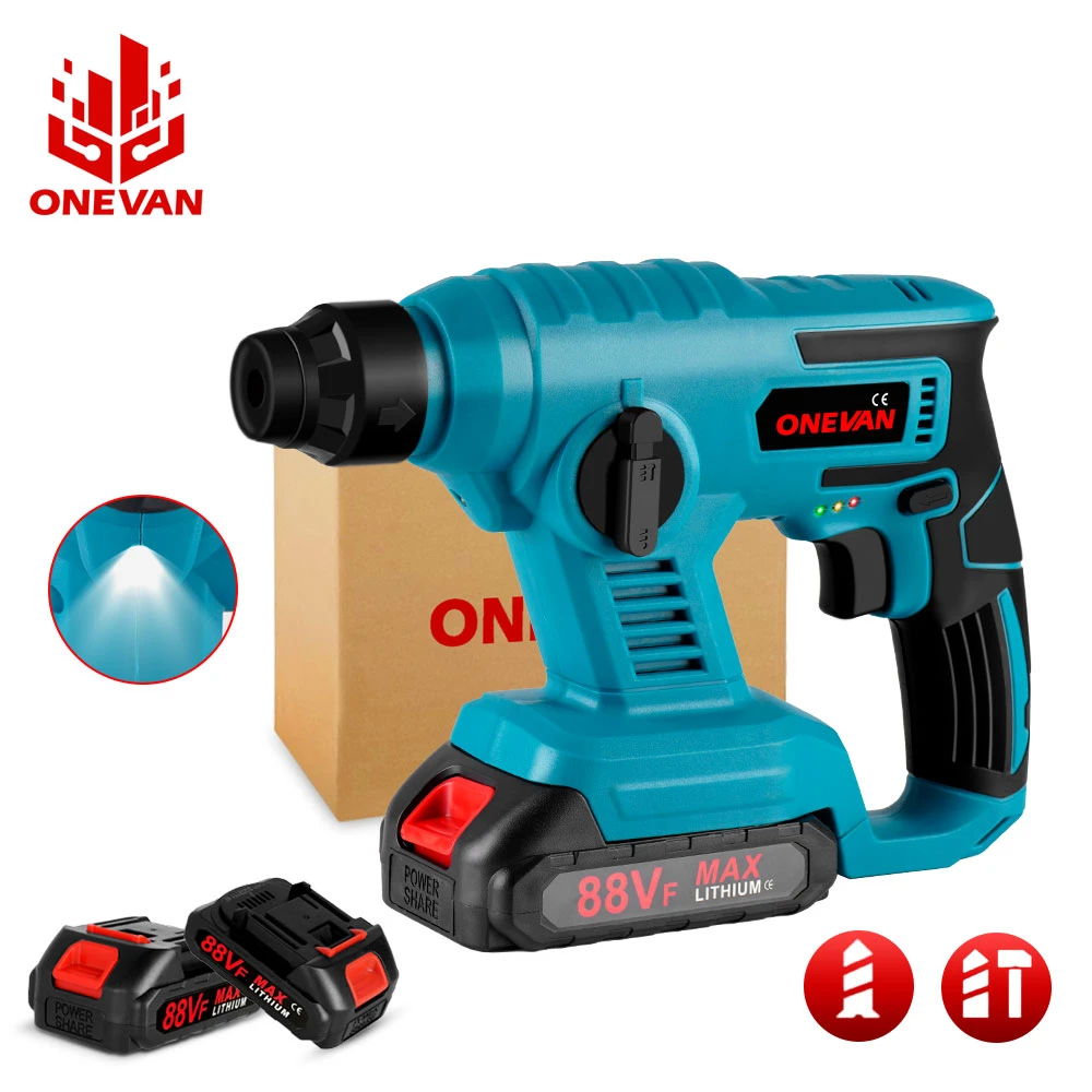Onevan 1000w 8600imp Rechargeable Electric Hammer Cordless ...