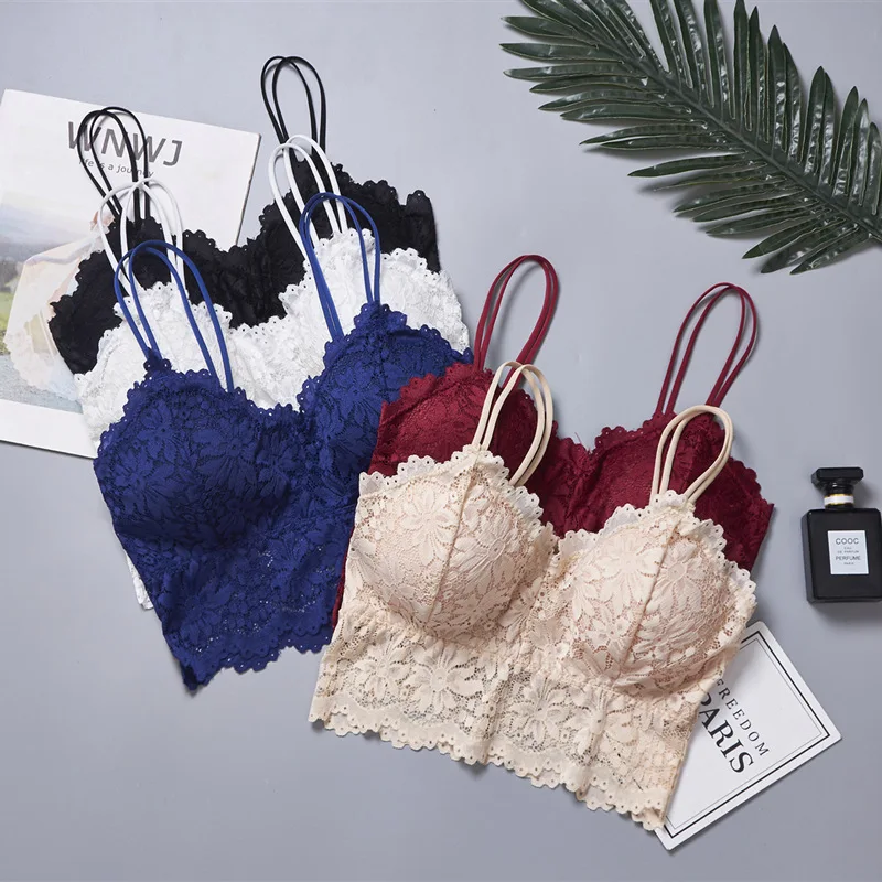 Wireless Push Up Bra Body Shaping Sexy Flower Lace Bra Top Women Plus ...