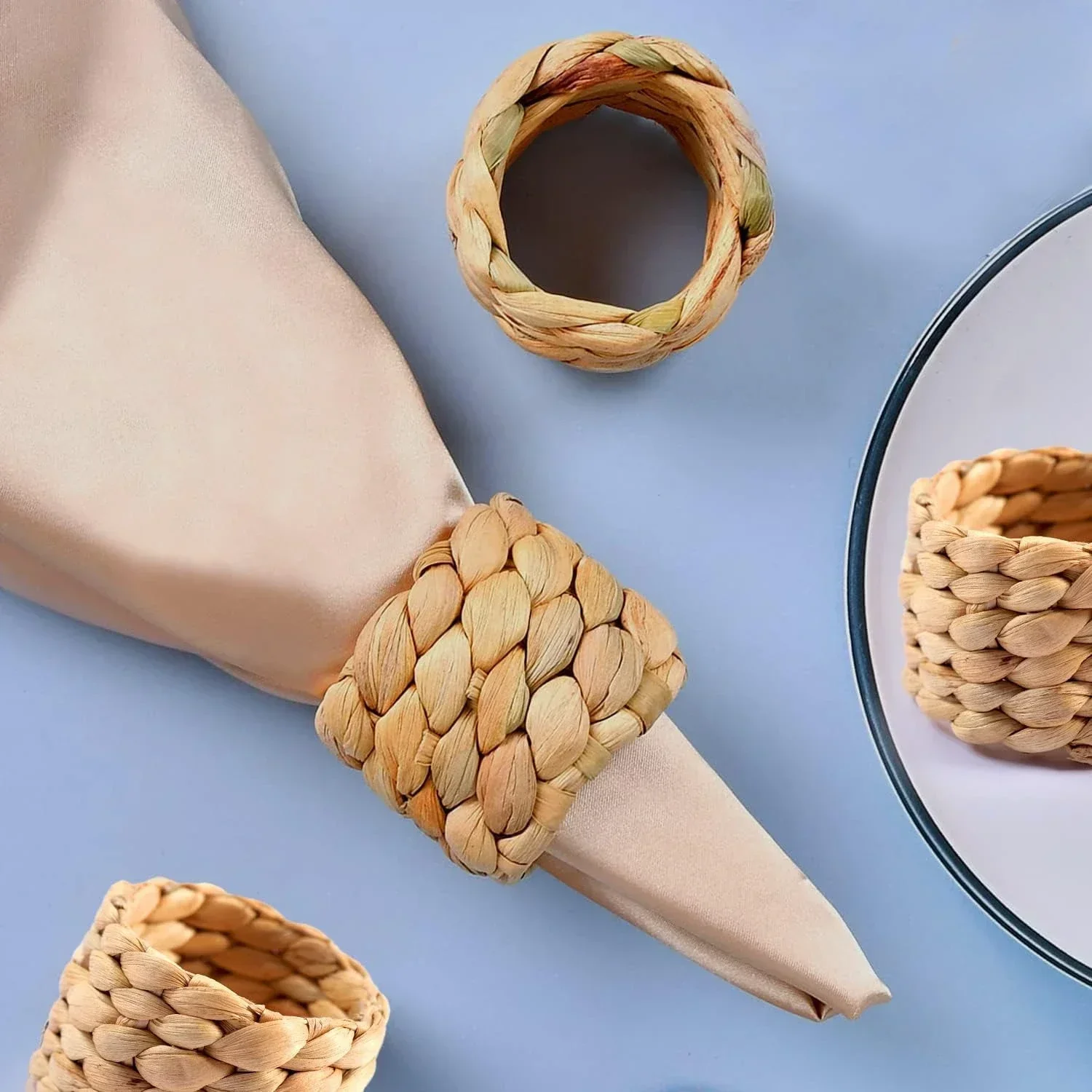 1-48Pcs-Hand-Woven-Napkin-Rings-Watercress-Grass-Napkin-Rings-Straw ...