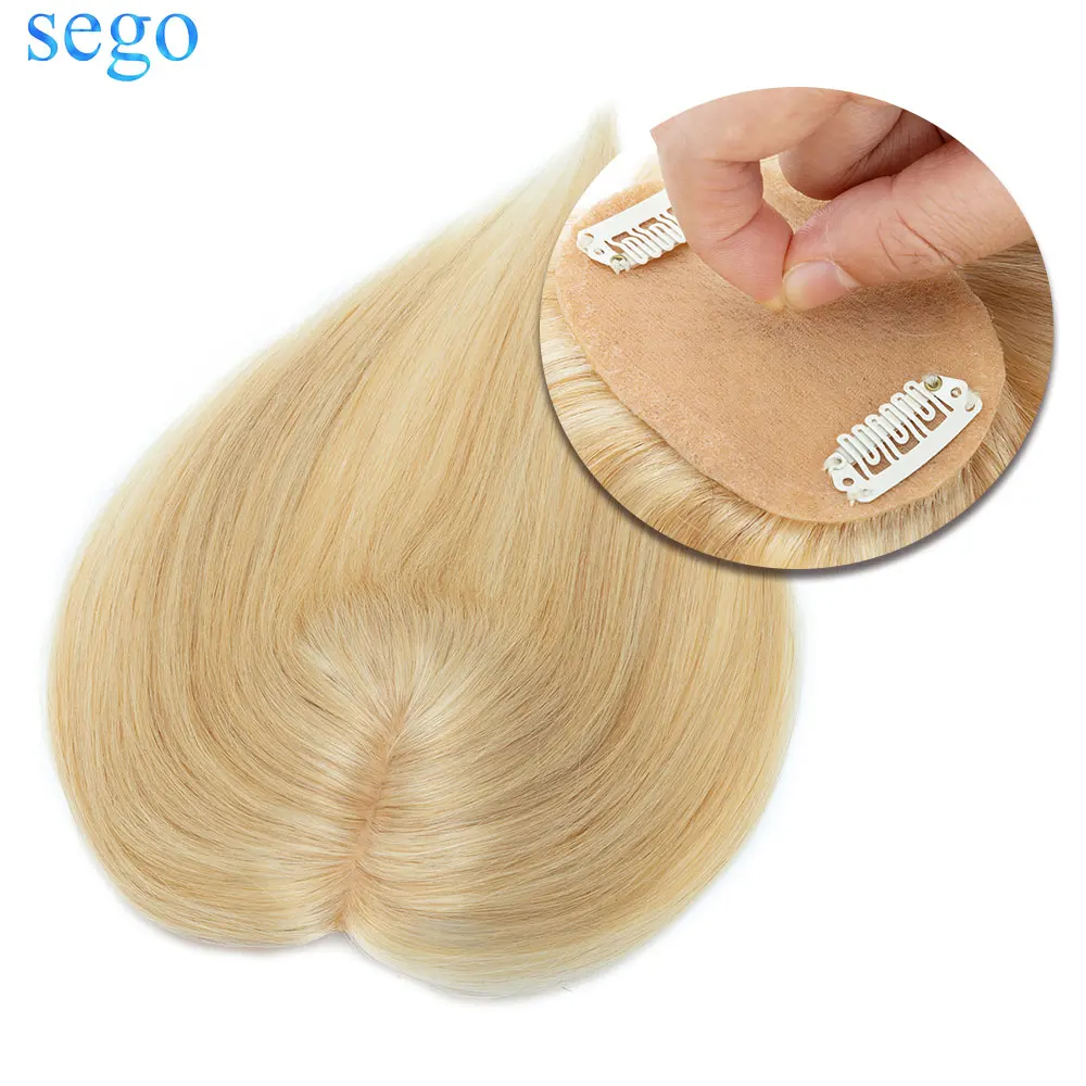 SEGO Small Human Hair Topper 6x9 Silk Base Natural Hair Piece For Women ...