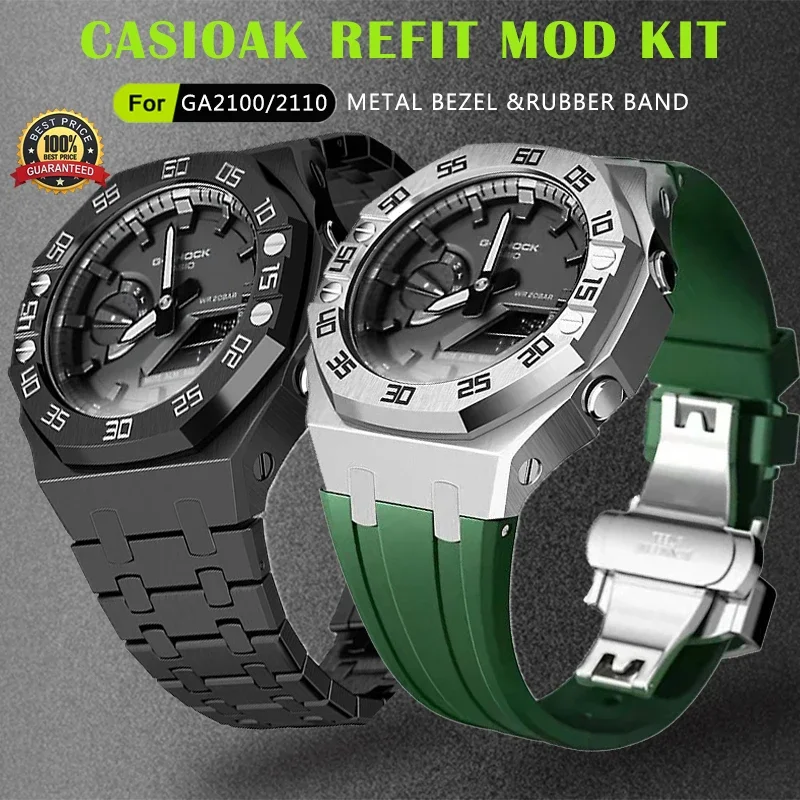 GEN4-Mod-Kit-For-CasiOak-GA2100-Metal-Bezel-Rubber-Strap-For-GA2110 ...