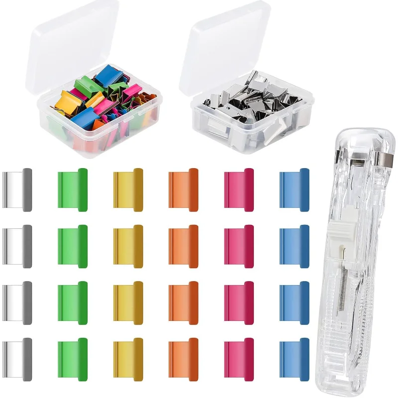 Staple Metal Clip Push Hand Paper Clipper with Refill Fixing Organizing ...