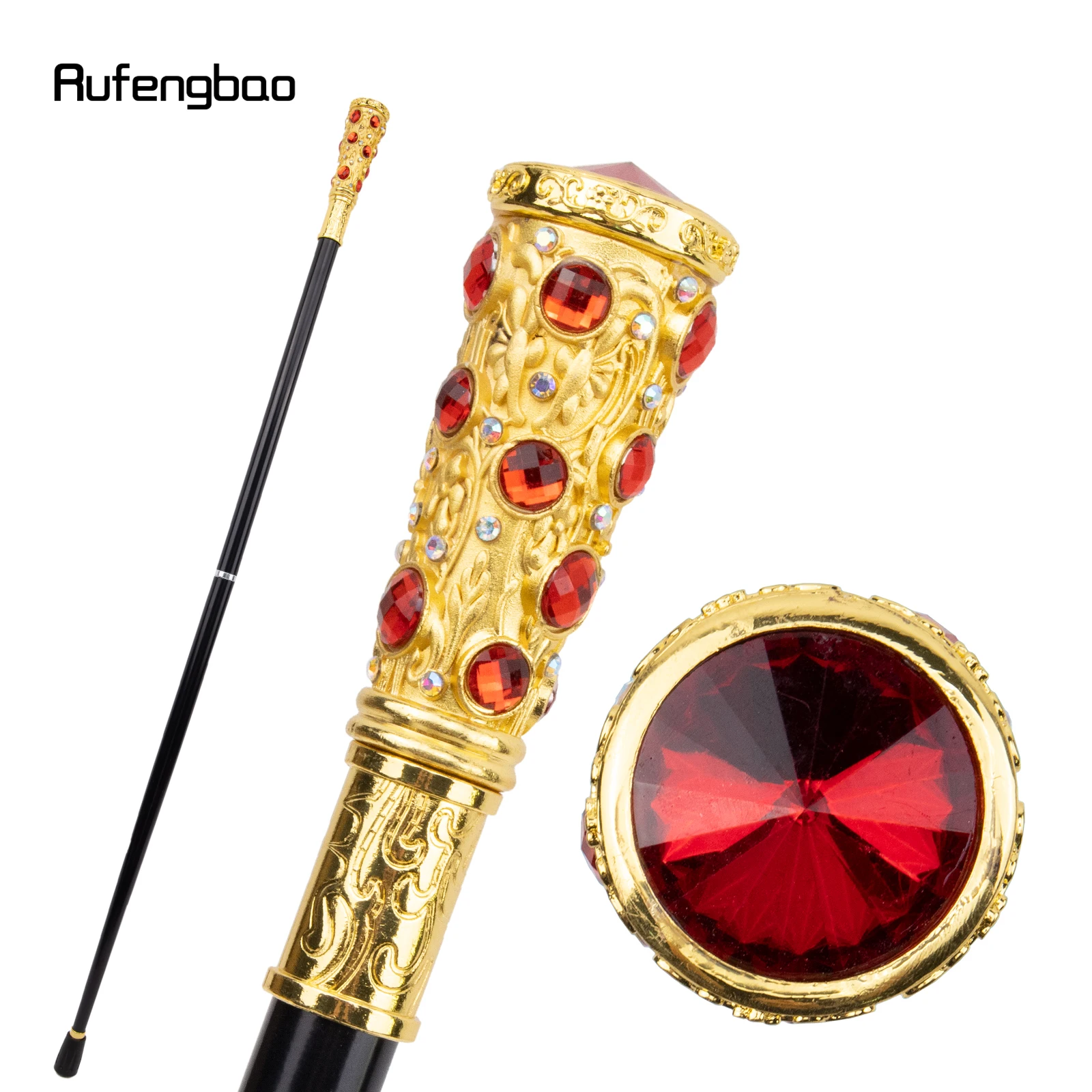 Golden-Red-Artificial-Diamond-Walking-Cane-Fashion-Decorative-Walking ...