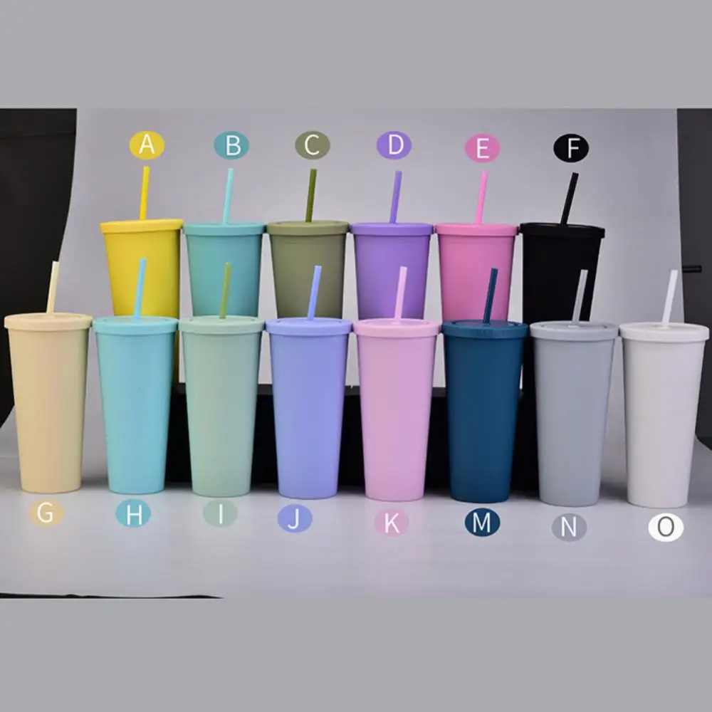 reusable-double-wall-700ml-710ml-24oz-pastel-color-plastic-cup-cold-cup ...