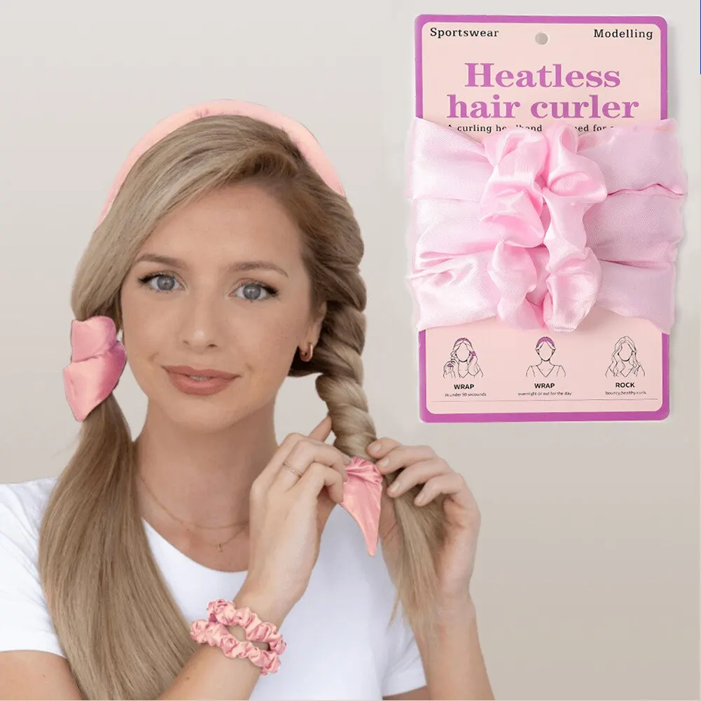Heatless Curling Headband Silk Hair Curler Hair Scrunchie Without Heat ...