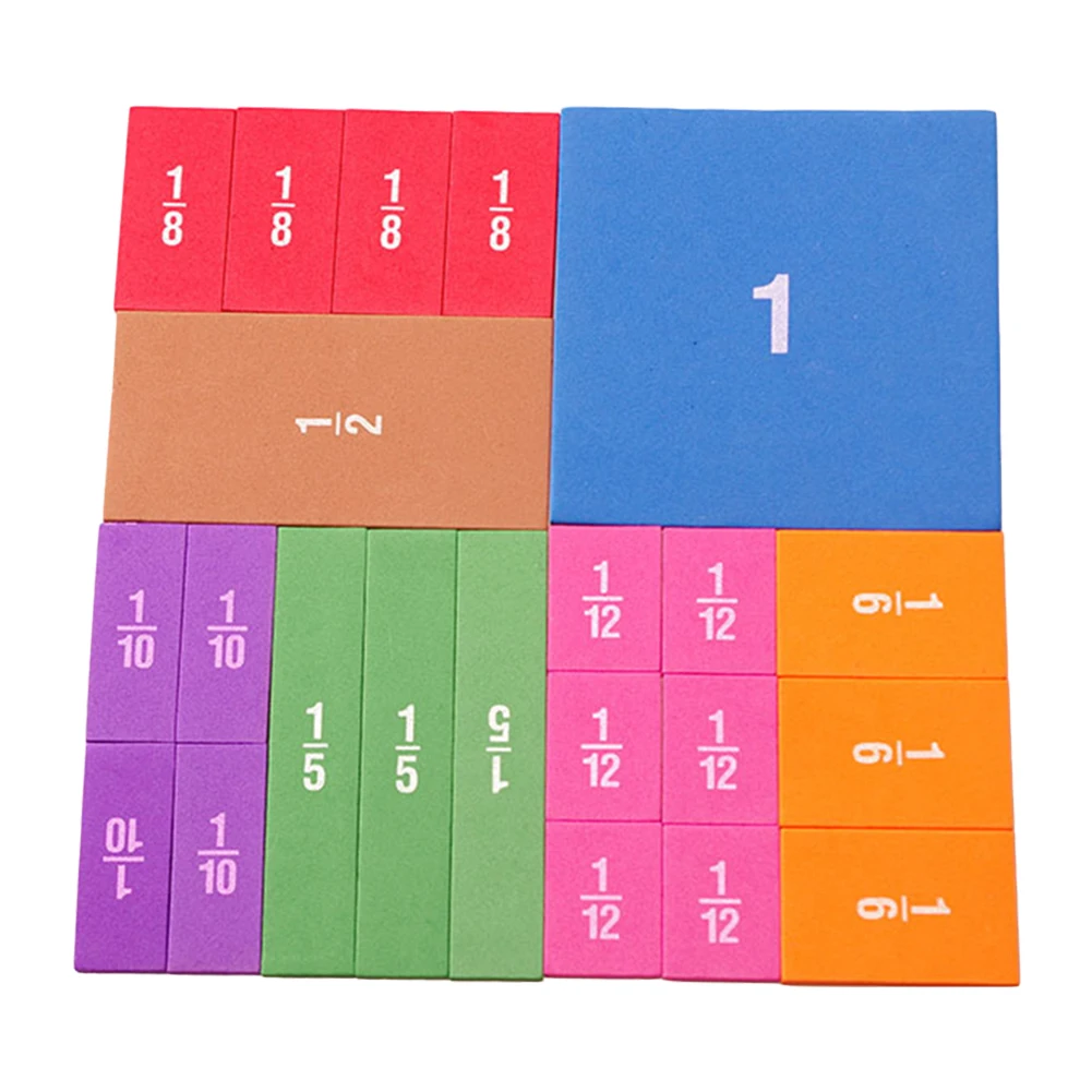 22pcs Montessori Rainbow Tiles Puzzle Square Numbered Fractions ...