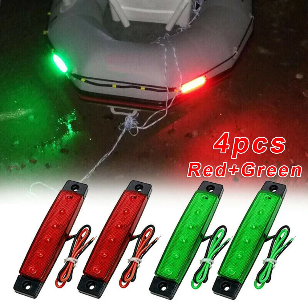 4Pcs-12V-Red-Green-Navigation-Lights-Marine-Boat-Navigation-6LED-Lights ...