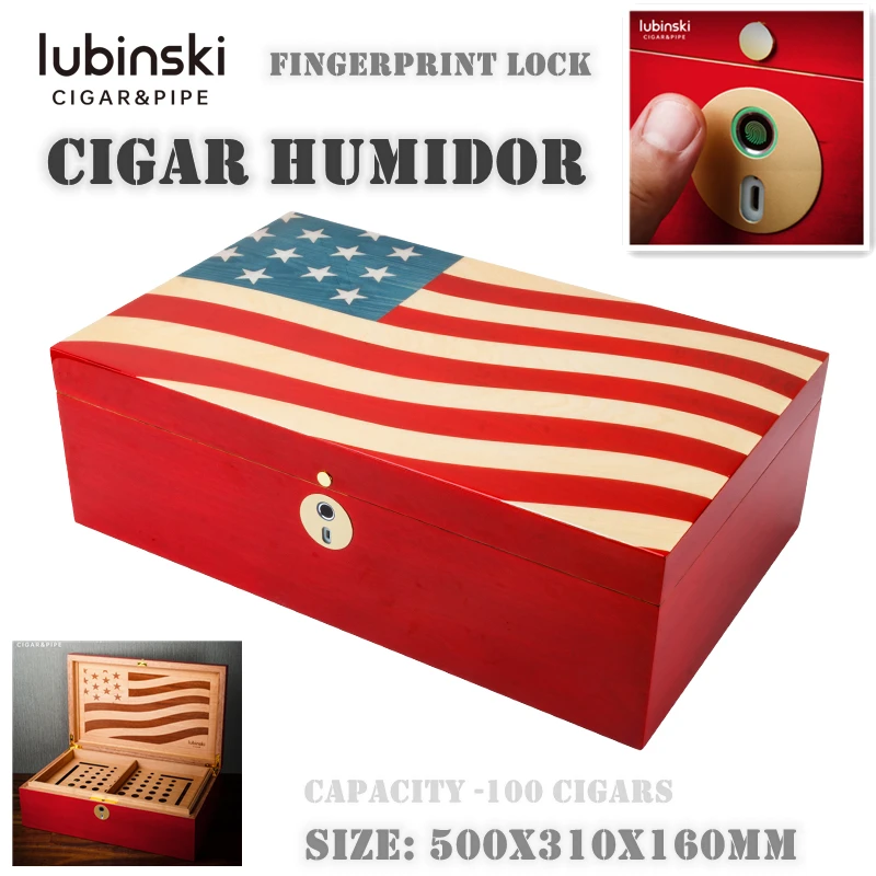 Fingerprint-Lock-Cigar-Humidor-Cedar-Wood-Capacity-100-Cigarettes ...
