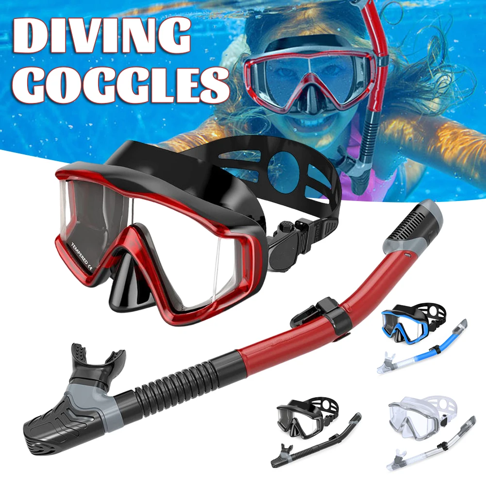 Adult Diving Goggles Set Silicone Diving Mirror Snorkeling All-dry ...