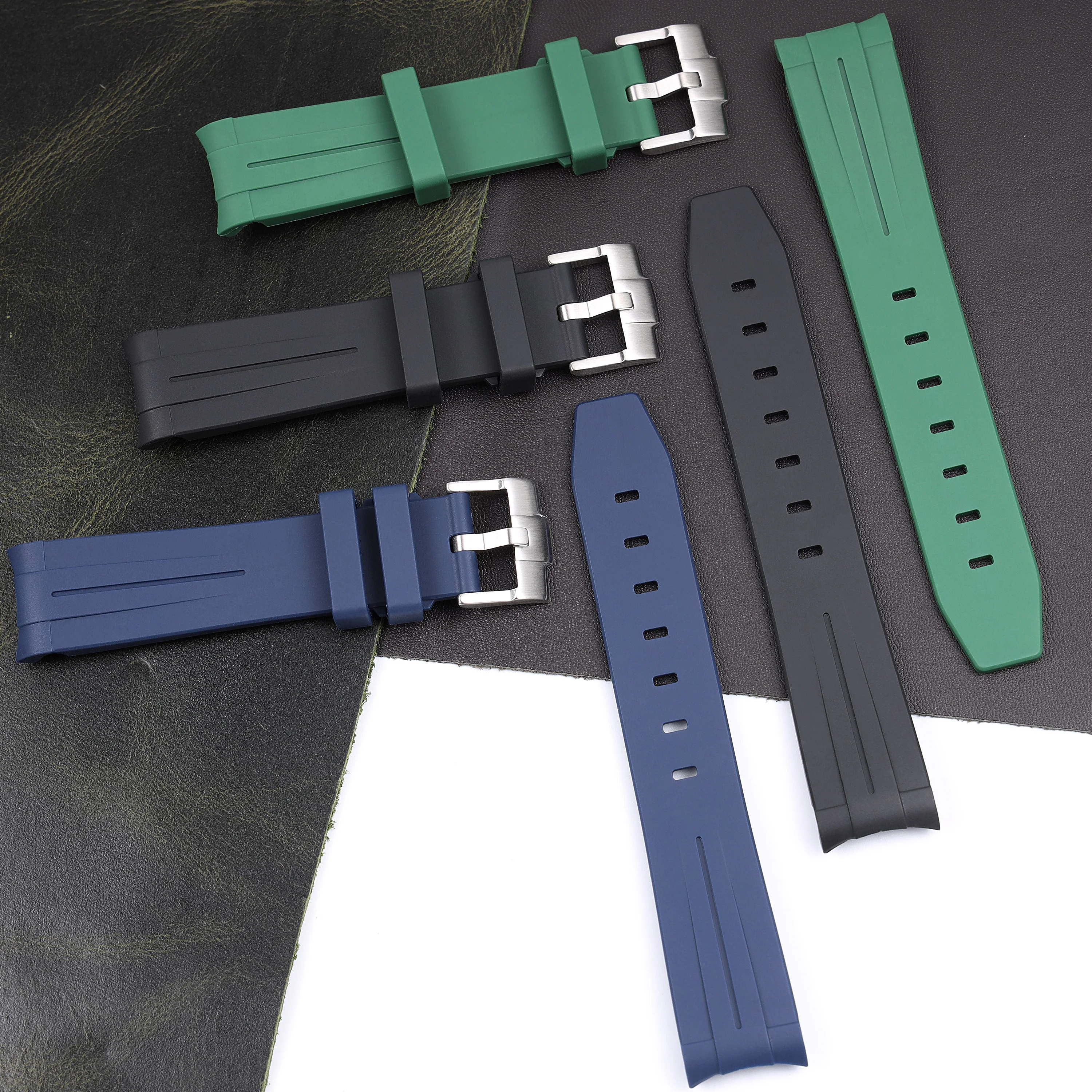 20mm-Curved-End-Rubber-Strap-For-Rolex-Submariner-Daytona-Silicone ...