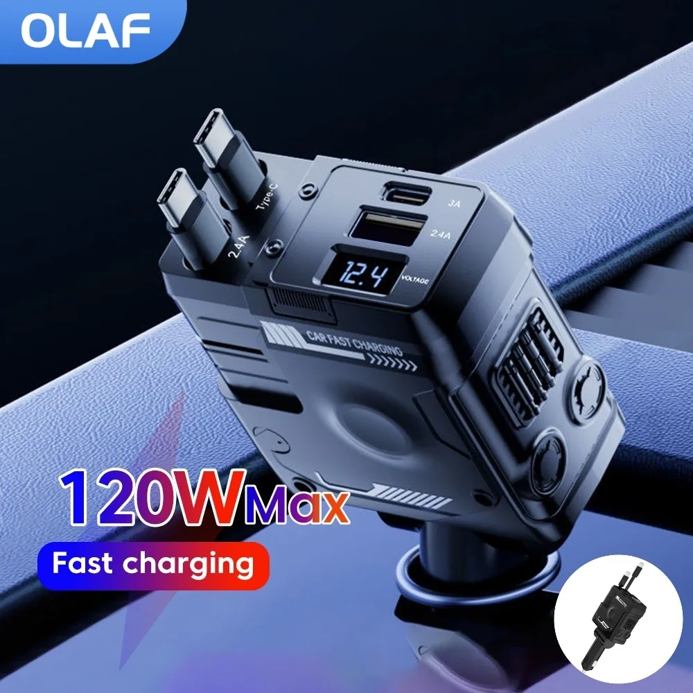 120W Car Charger Fast Charging USB Car Charger Type C Car Phone Charger ...