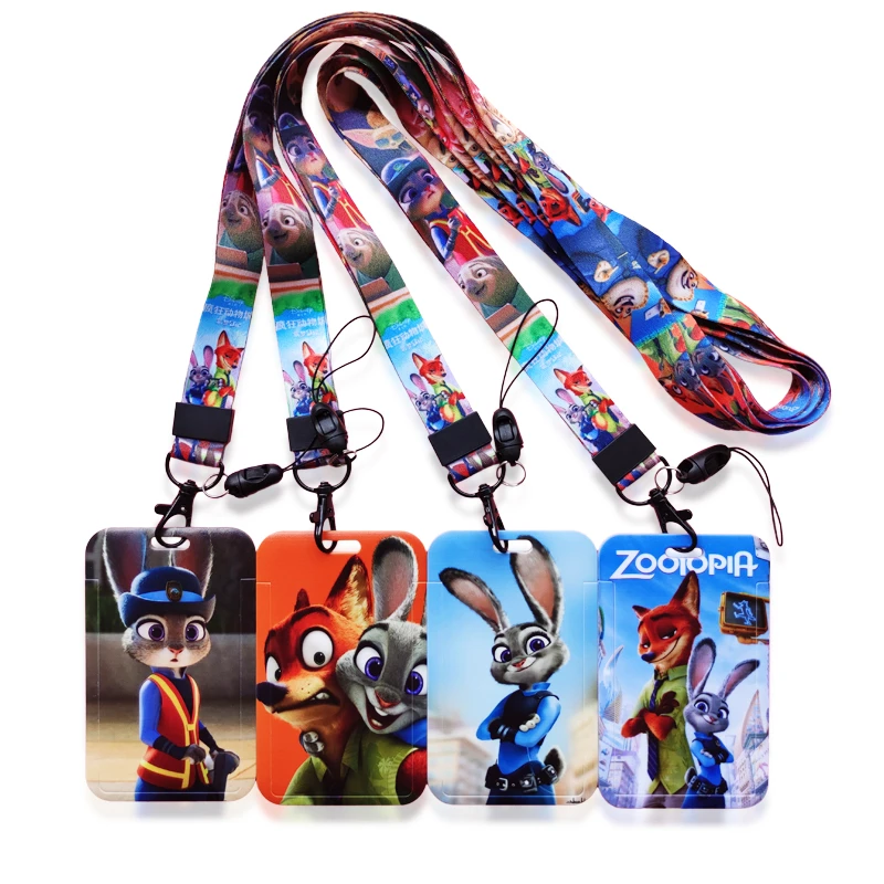 Disney Zootopia Identification Card Holder lanyards Cartoon Neck Strap ...