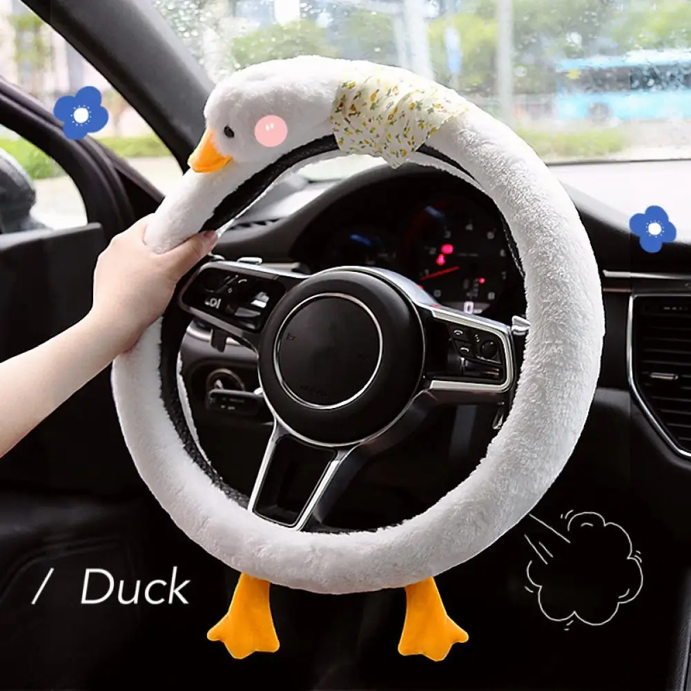 Steering-Wheel-Cover-Comfortable-Grip-Cartoon-Design-Anti-static-Plush ...