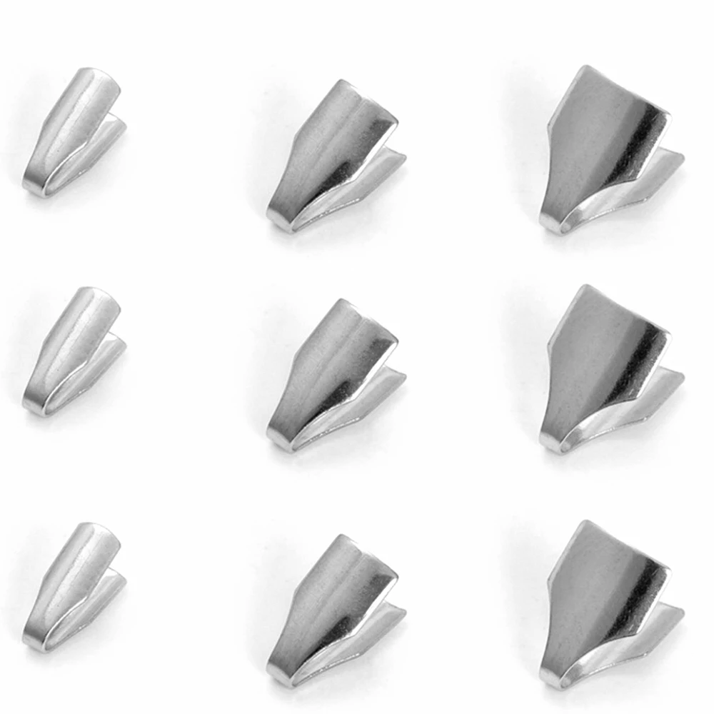 50Pcs Stainless Steel Flat Leather Cords Crimp End Clasps Beads Caps ...