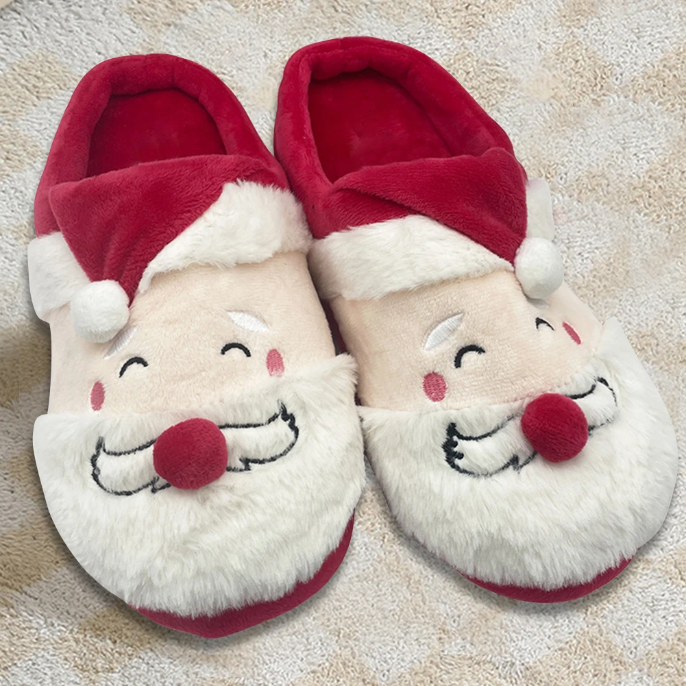Christmas Santa Cotton Slippers For Men Women Home Anti-Slip Couples ...