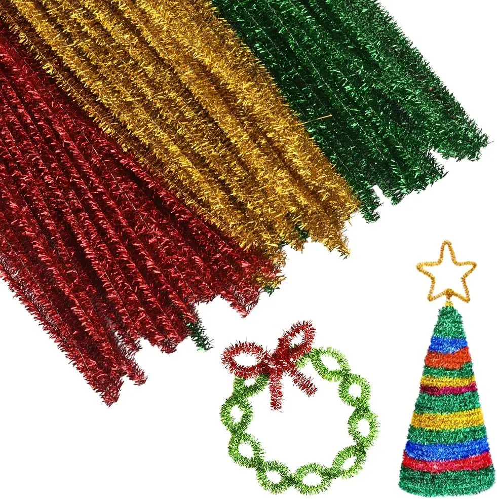 3 Colors 150Pcs Chenille Pipe Cleaners Colorful Pipe Cleaners Bulk ...