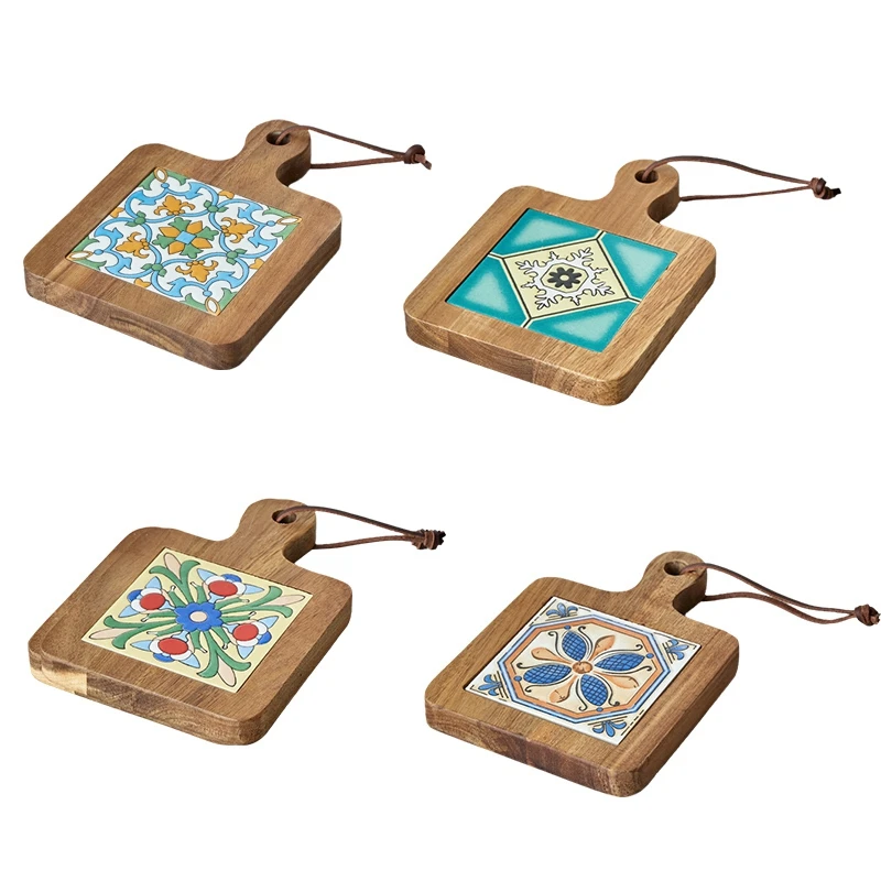 Solid-Wood-Tile-Insulation-Pot-Mats-Home-Retro-Placemats-High ...