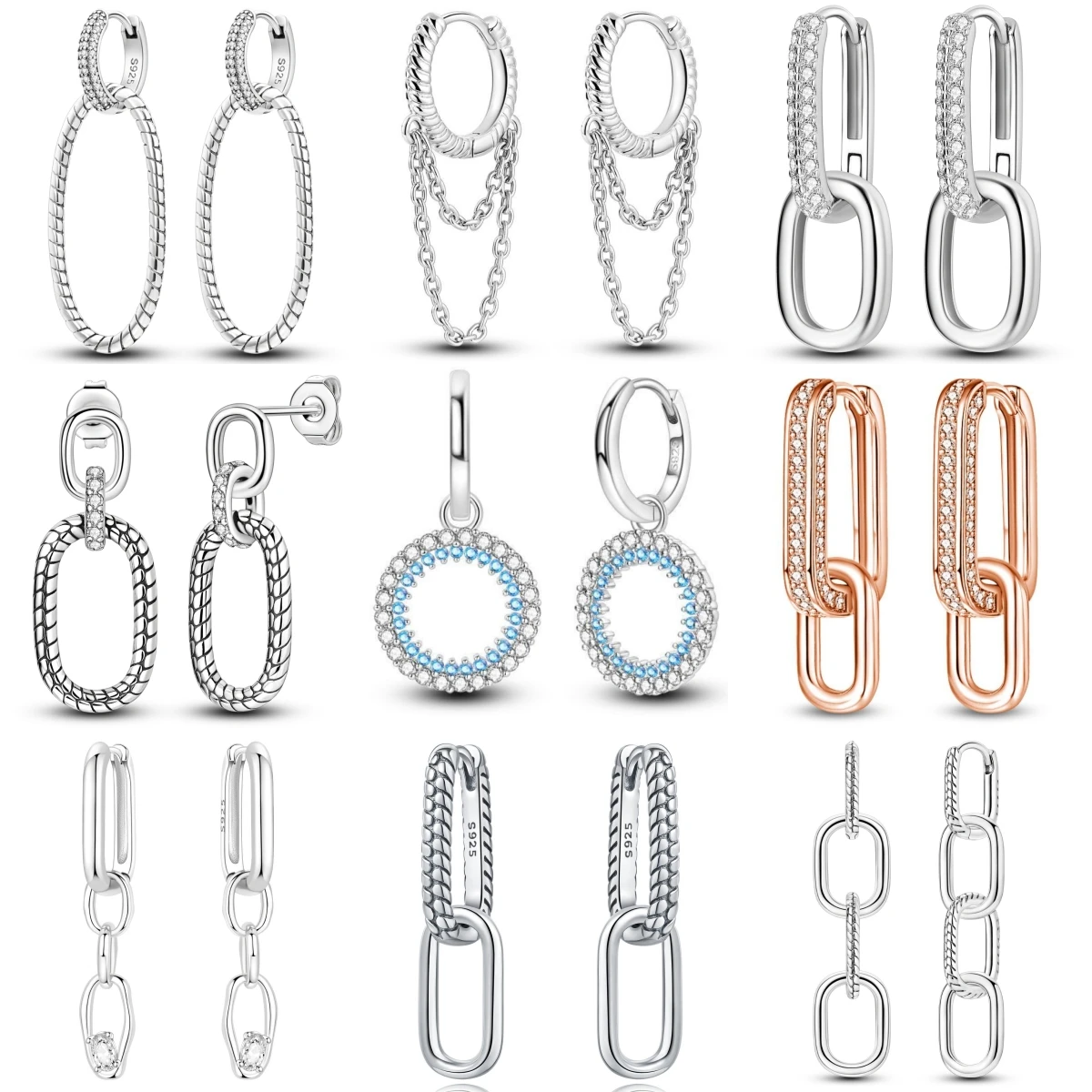 Orstarry 925 Sterling Silver Personality Asymmetric Drop Earrings Women ...