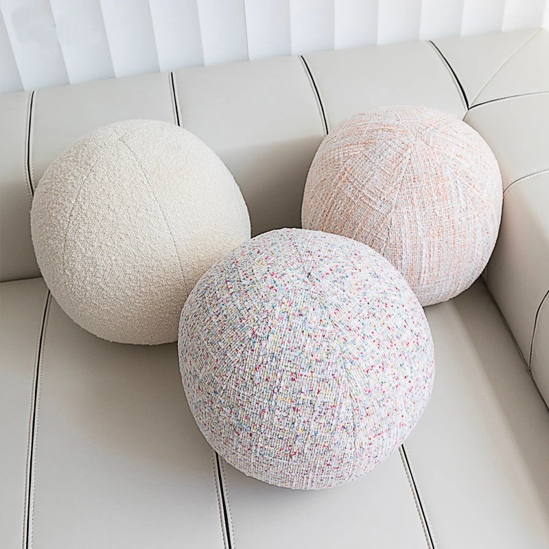 Spherical Pillow Round Cushion Luxury Ball Shaped Solid Color Stuffed ...