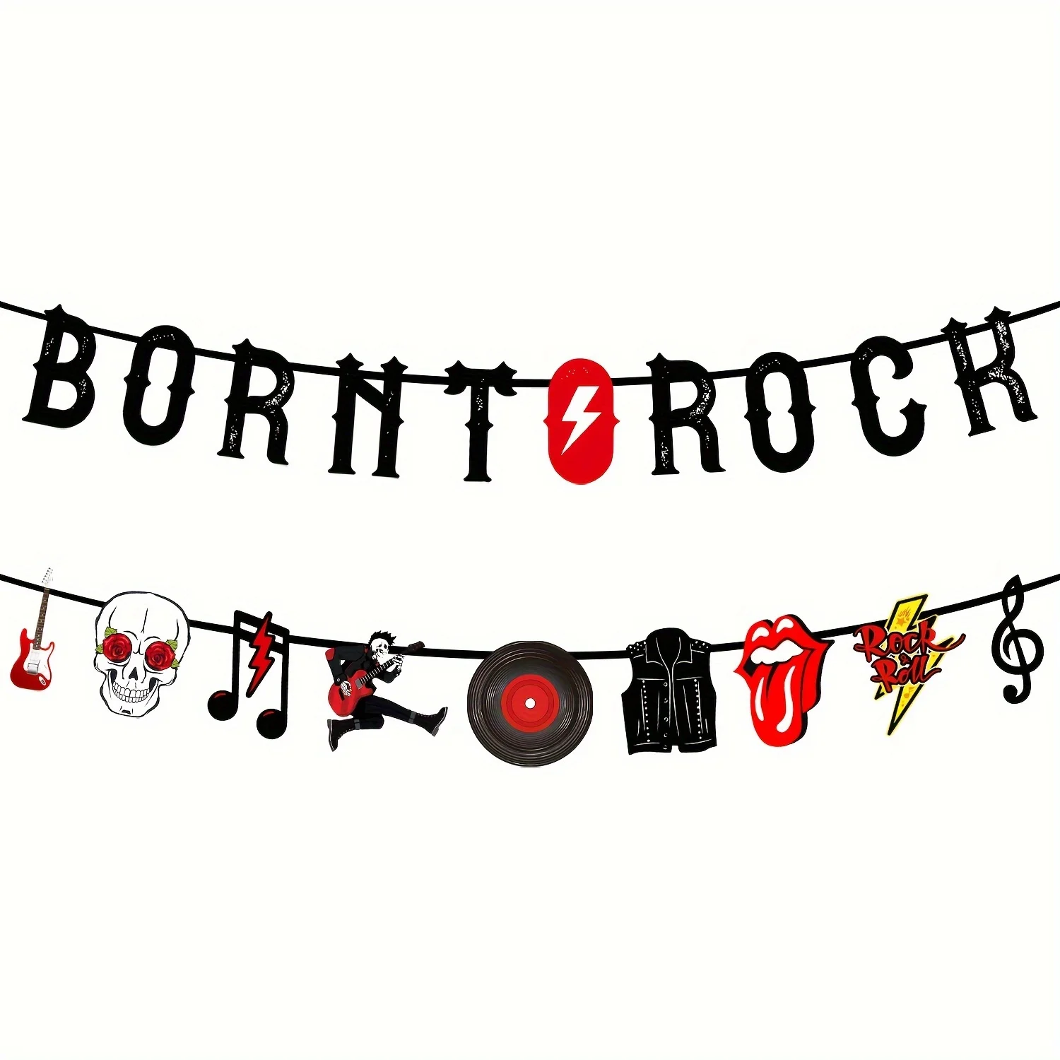Born to Rock Glitter Banner: The Ultimate Band for Birthday Party Theme ...