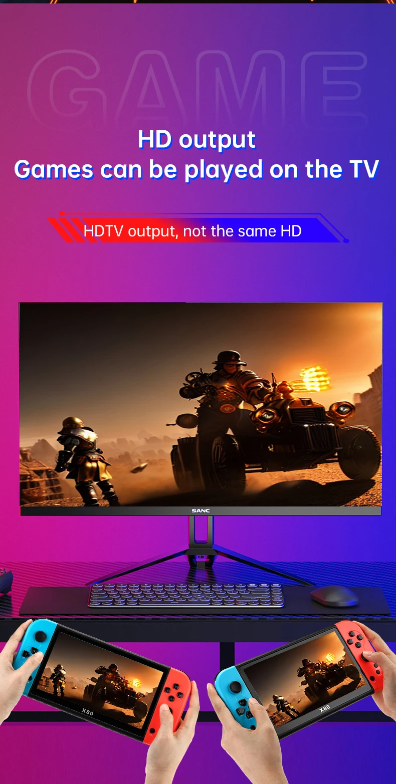 16g Ajouter 32G - Jaune - Console de jeu portable avec grand écran HD, émulateur multifonction ...