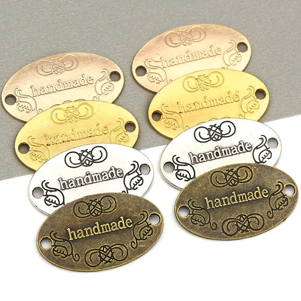 10Pcs-Handmade-Labels-Silver-Bronze-Bow-Metal-Tags-for-Clothes-Hats ...