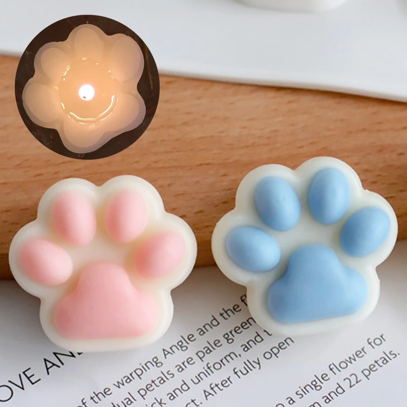 2 Holes Cute Paw Silicone Candle Molds For Aromath Candle Dog Paw Cat ...