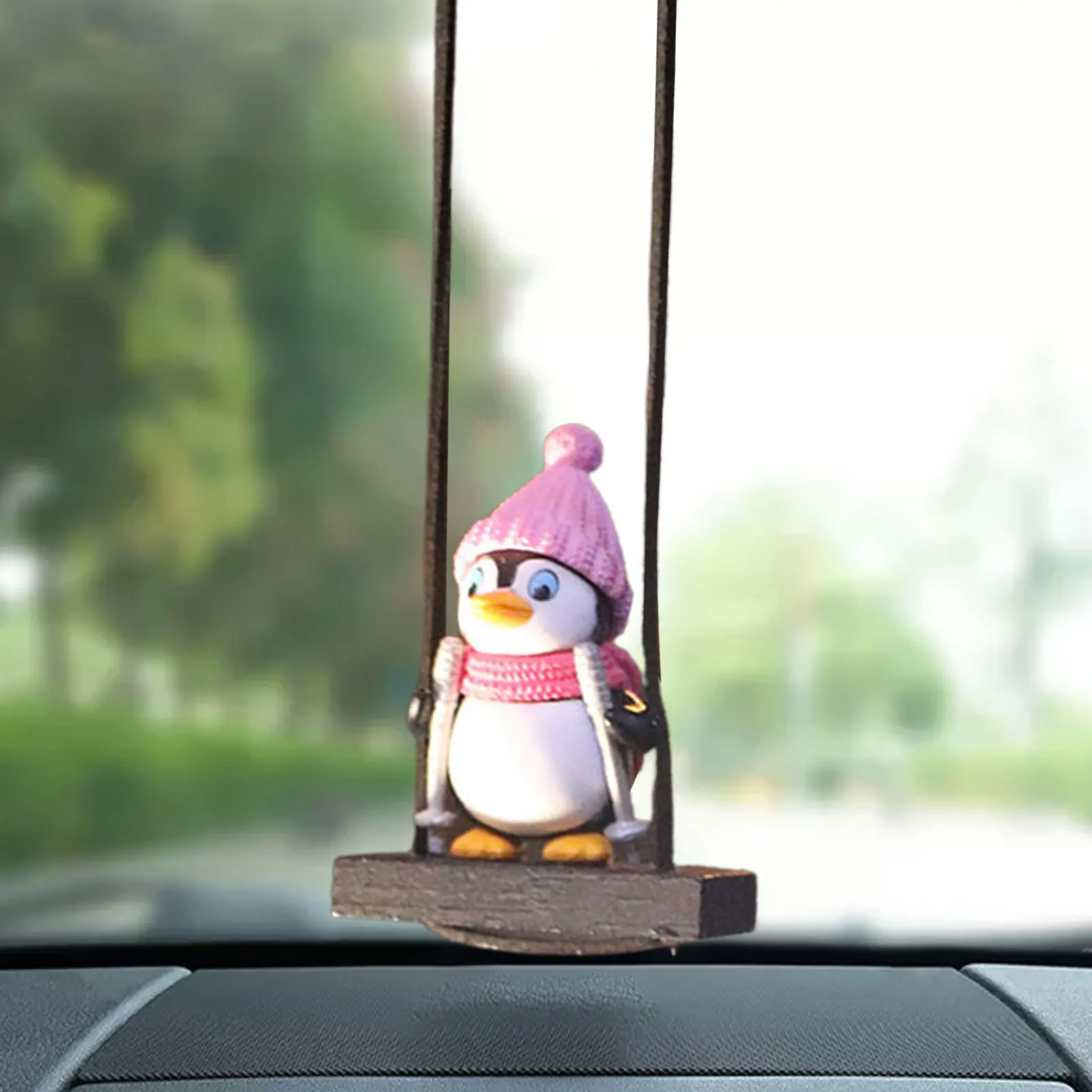 Swing Penguin Car Pendant Gentleman Penguin Auto Rearview Mirror ...
