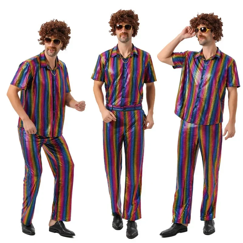 Men-s-70s-Rainbow-Bright-Retro-Costume-Party-Disco-Hip-hop-Dance ...