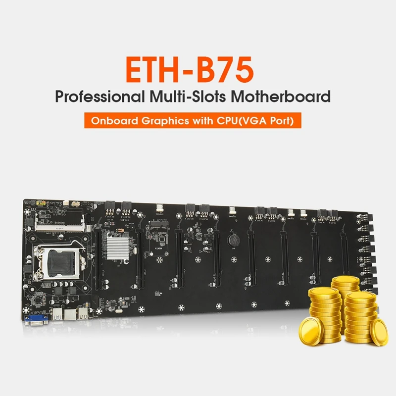 NEW ETH B75 V1.0Y 마더 보드는 8G DDR3 1600Mhz RAM + 128GB MSATA SSD + 8x 전원 ...