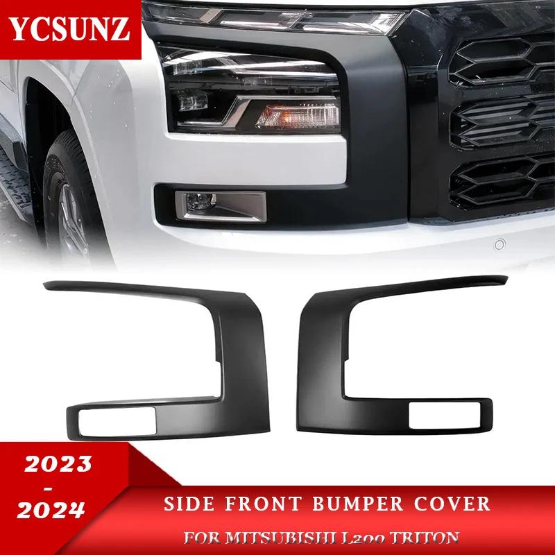 Matte-Black-Side-Front-Bumper-Cover-Trim-For-Mitsubishi-L200-2023-2024 ...