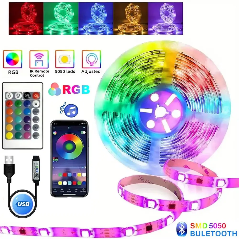 5V Usb Rgb Led Lights Strip 1-30M Bluetooth Wifi App Remote Control Led ...