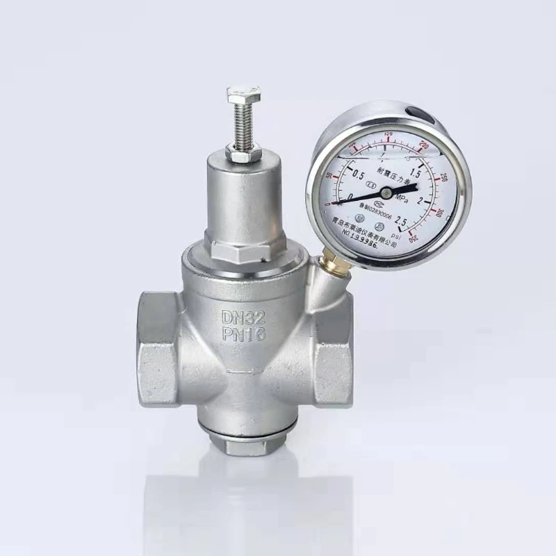 304-Stainless-steel-water-pressure-reducing-valve-with-pressue-gauge ...