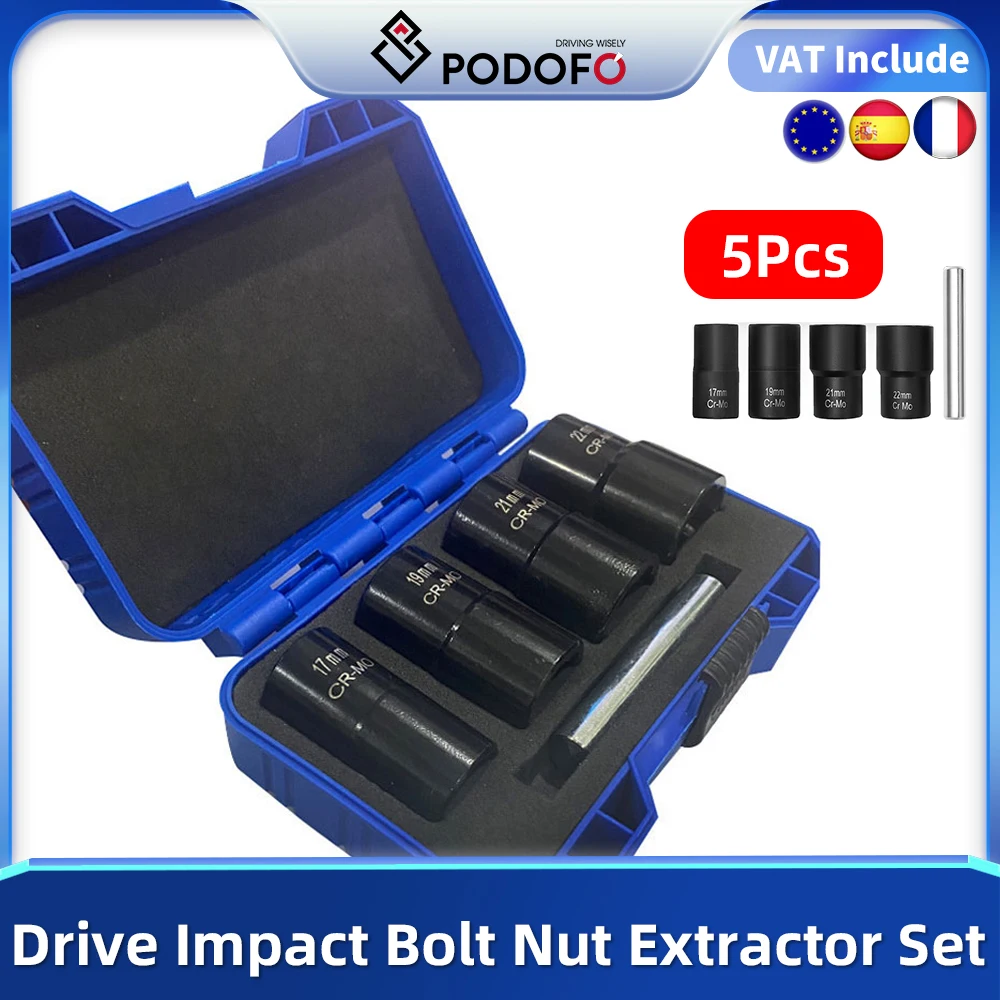 Podofo 5Pcs 1/2 inch Lug Nut Remover Removal Tool Drive Impack Bolt Nut ...