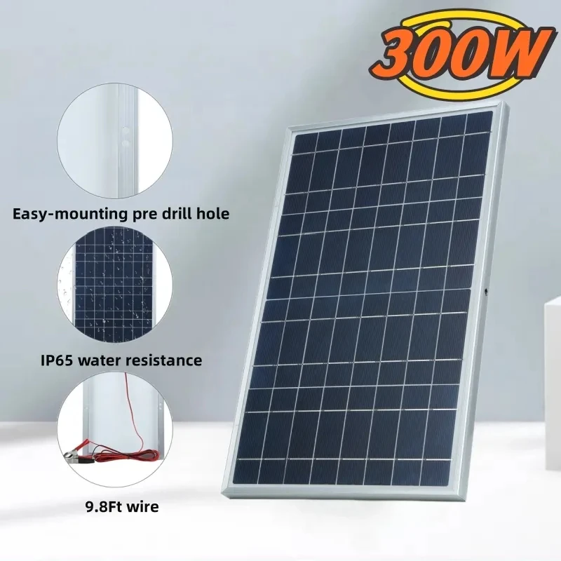 300W 12V Solar Panel Kit with 100A Controller USB Port Portable Solar ...