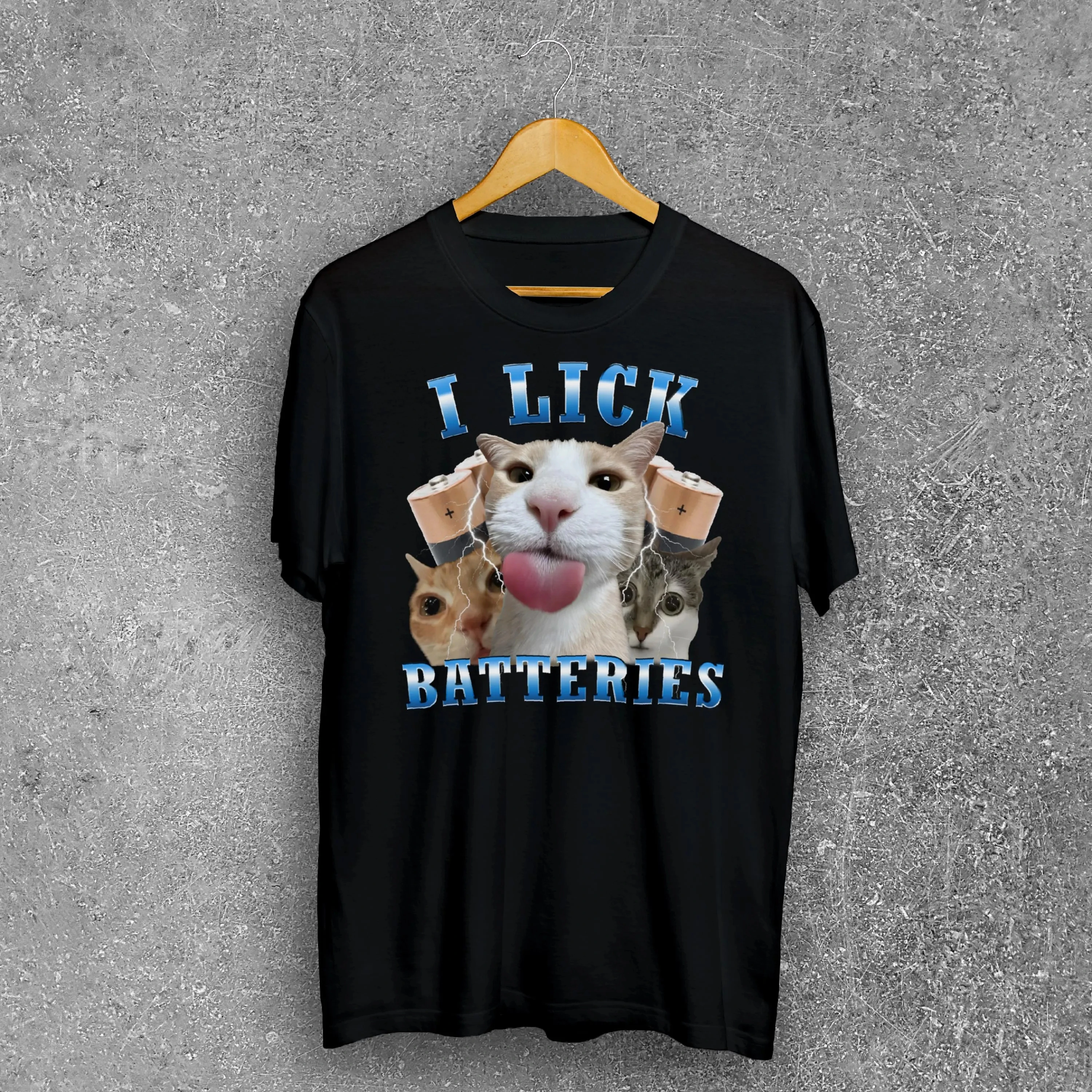 I Lick Batteries Funny Cat Meme T-shirt Silly Cats Shirt Brain Rot ...