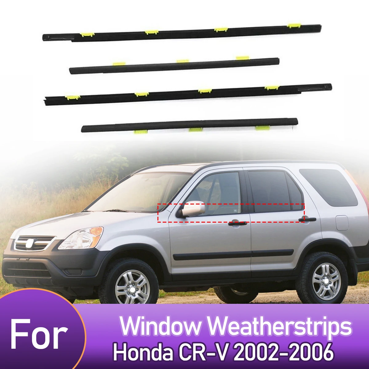 4PCS-Car-Outer-Door-Windows-Rubber-Weatherstrip-For-Honda-CR-V-CRV-2002 ...