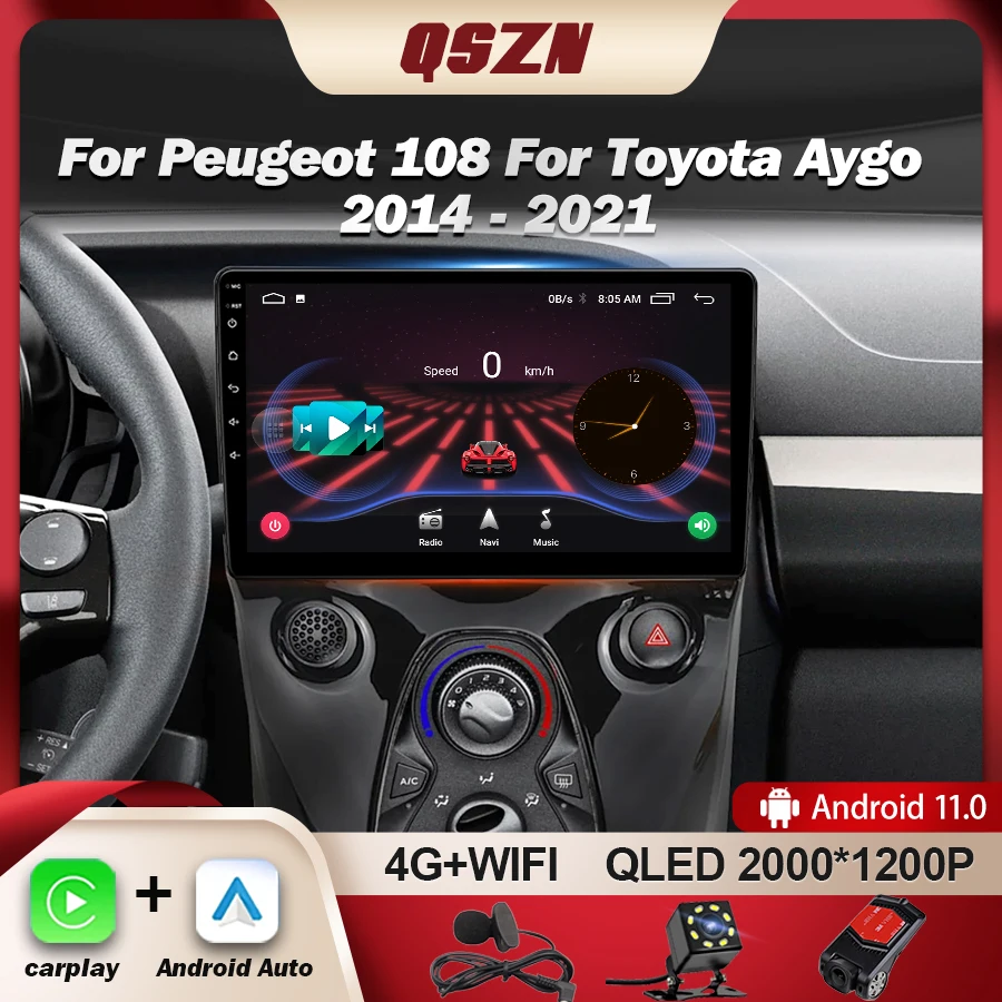 QSZN-For-Peugeot-108-Toyota-Aygo-B40-2014-2021-Car-Radio-Carplay-Car ...