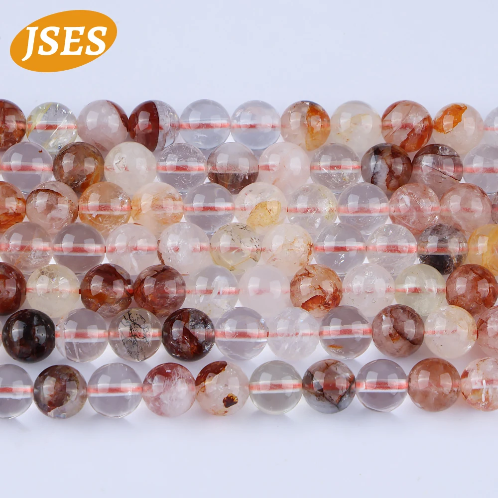 Natural-Red-Quartz-Multi-inclusions-Crystal-Beads-Round-Loose-Beads ...
