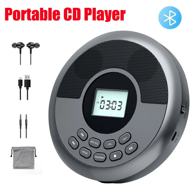 Reproductor-de-CD-Bluetooth-Discman-port-til-recargable-con-altavoces-y ...