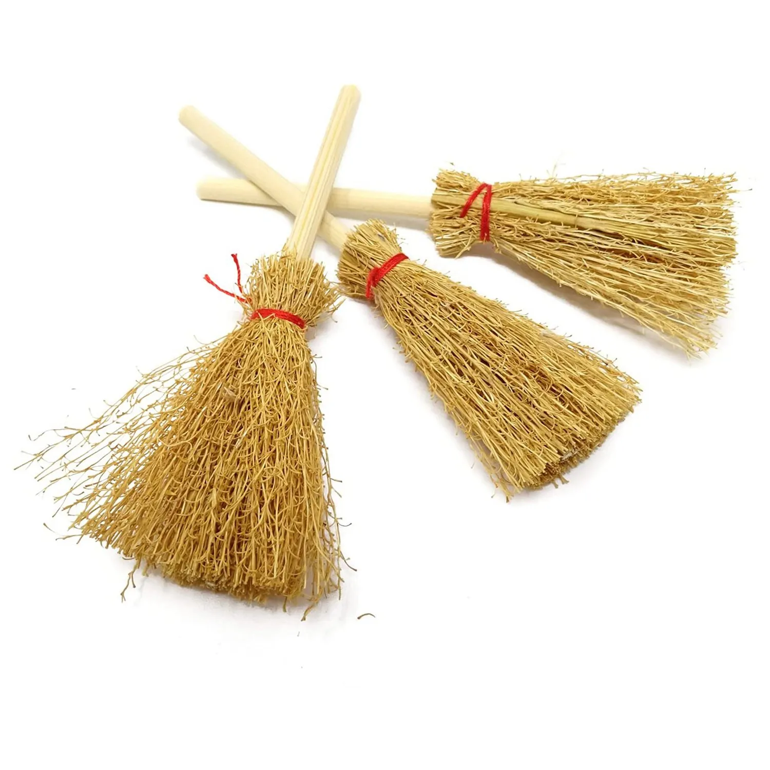 HOT 20Pcs Miniature Artificial Mini Straw Brooms with Red Ropes ...