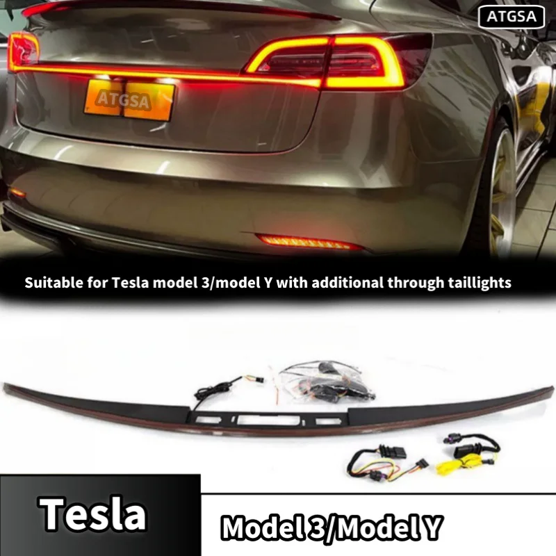 For-Tesla-Car-Model-Y-3-Through-Taillight-Dynamic-Tail-Rear-Light-Strip ...